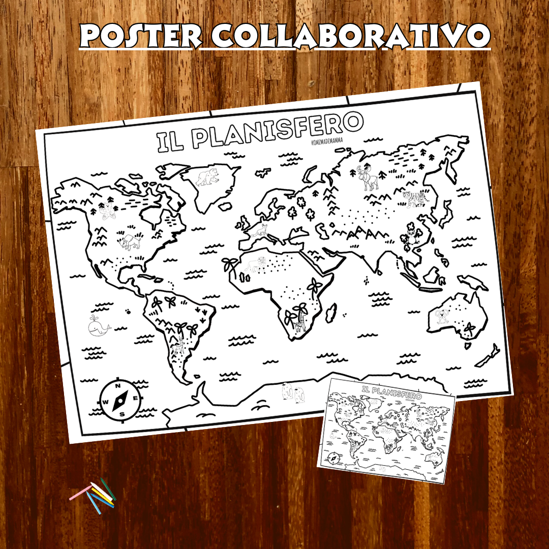 Il poster gigante del planisfero da colorare – soloscuola